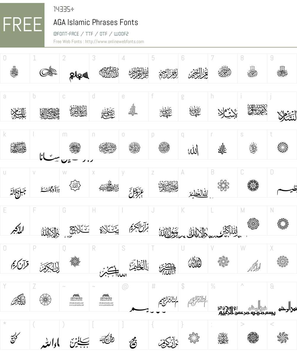 AGA Islamic Phrases Macromedia Fontographer 4.1 02/12/2005 Fonts Free ...