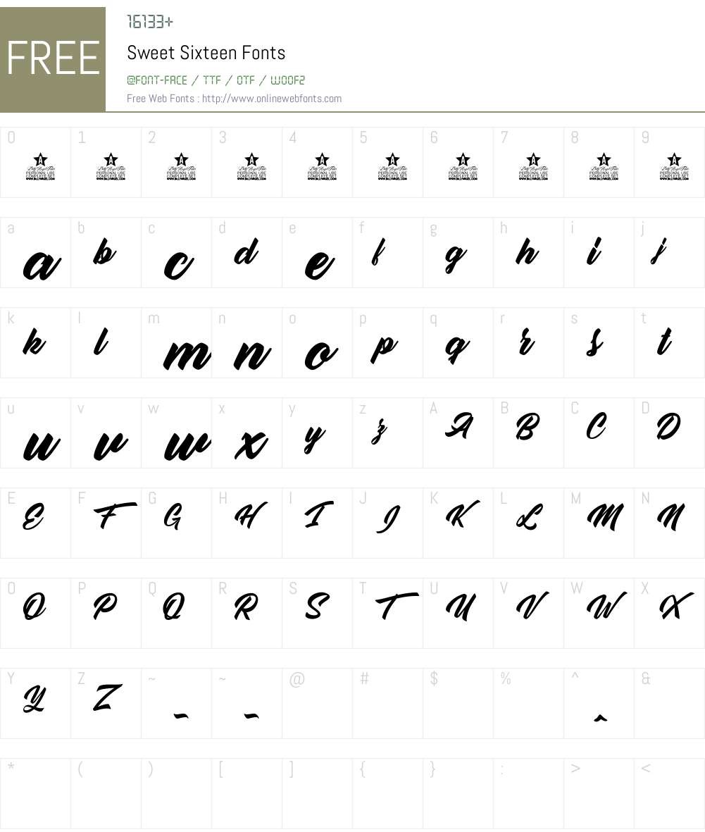 Sweet Sixteen 1.000 Fonts Free Download - OnlineWebFonts.COM