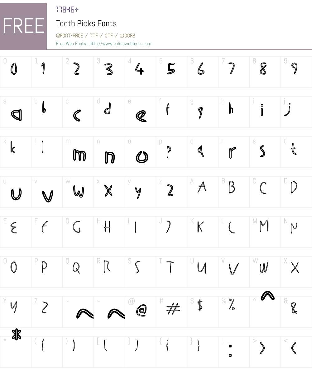 Tooth Picks 1.00;October 1, 2020;FontCreator 11.5.0.2427 32-bit Fonts ...