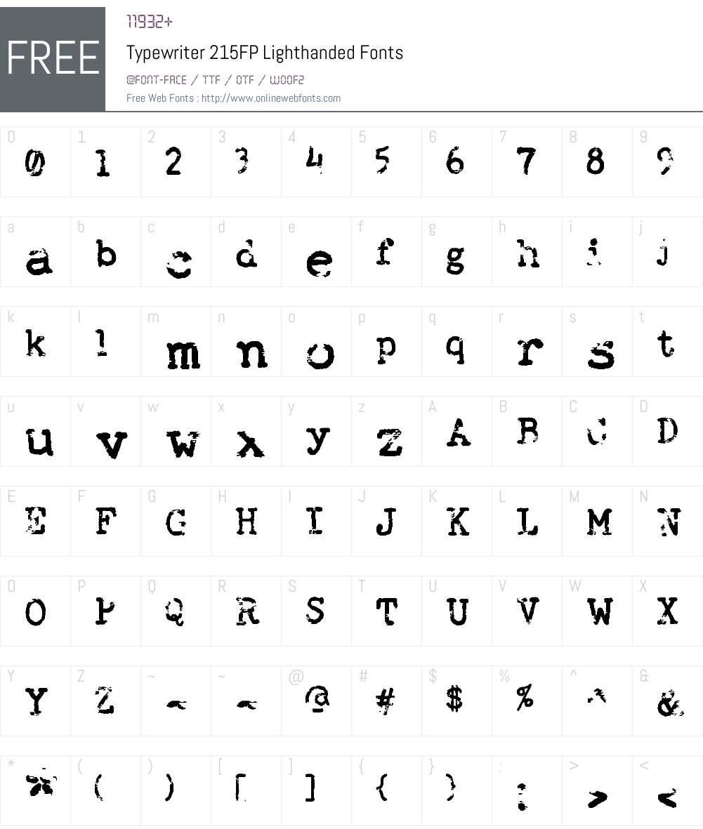 Typewriter 215FP Lighthanded 1.001;Fontself Maker 3.5.8 Fonts Free Download - OnlineWebFonts.COM