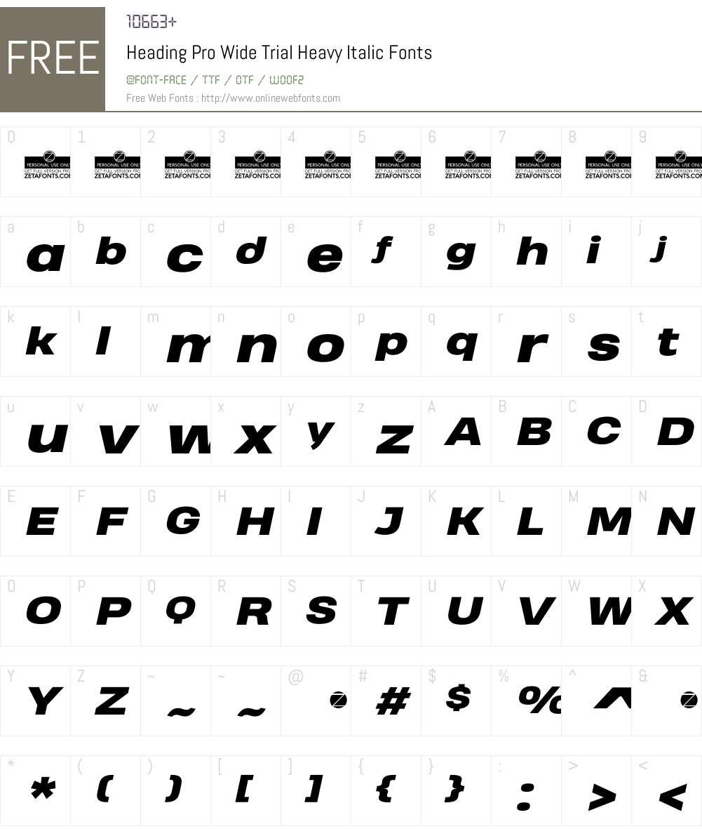 Heading Pro Wide Trial Heavy Italic 1.001 Fonts Free Download ...