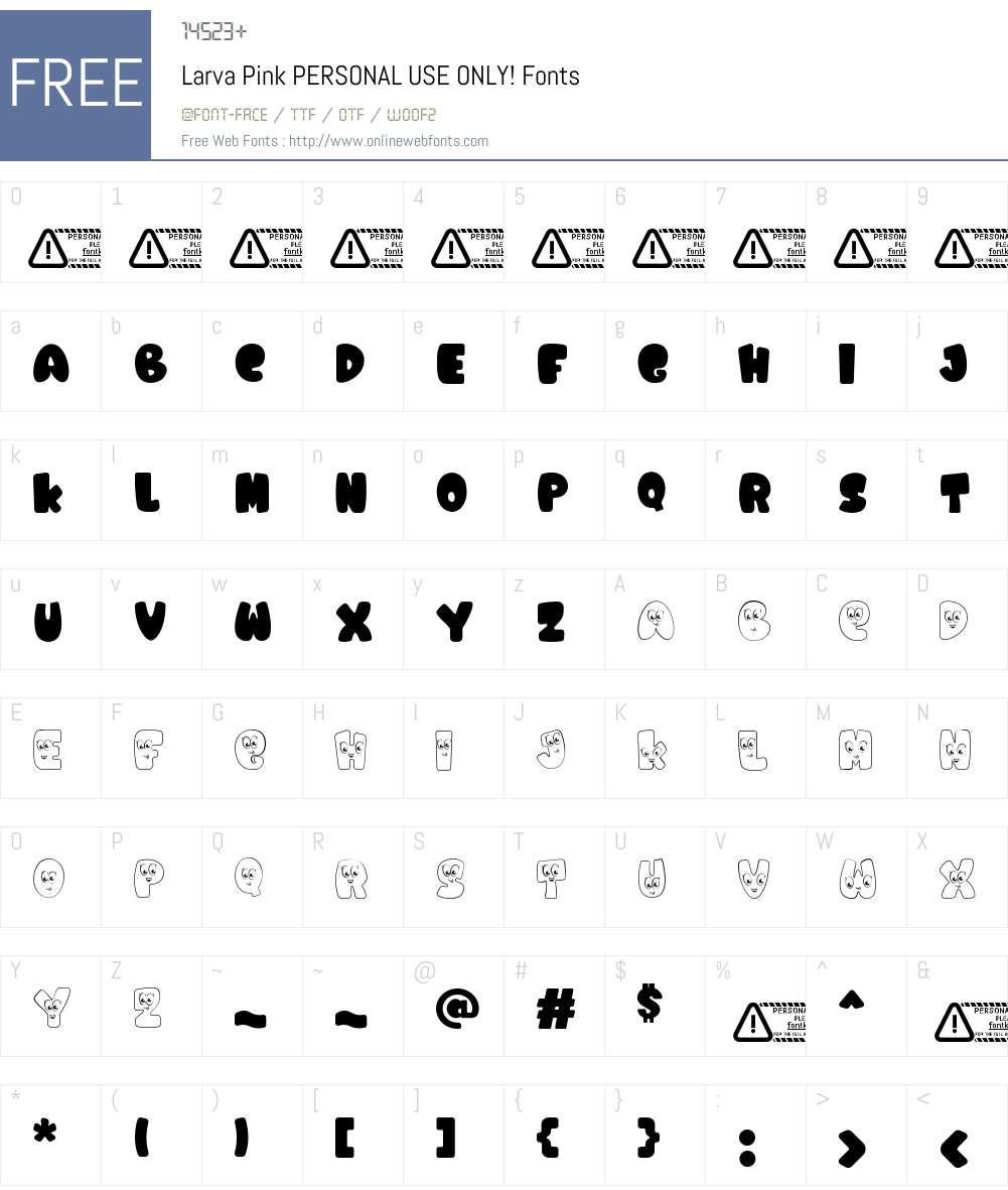 Larva Pink PERSONAL USE ONLY! 1.00;June 14, 2023;FontCreator 12.0.0 ...