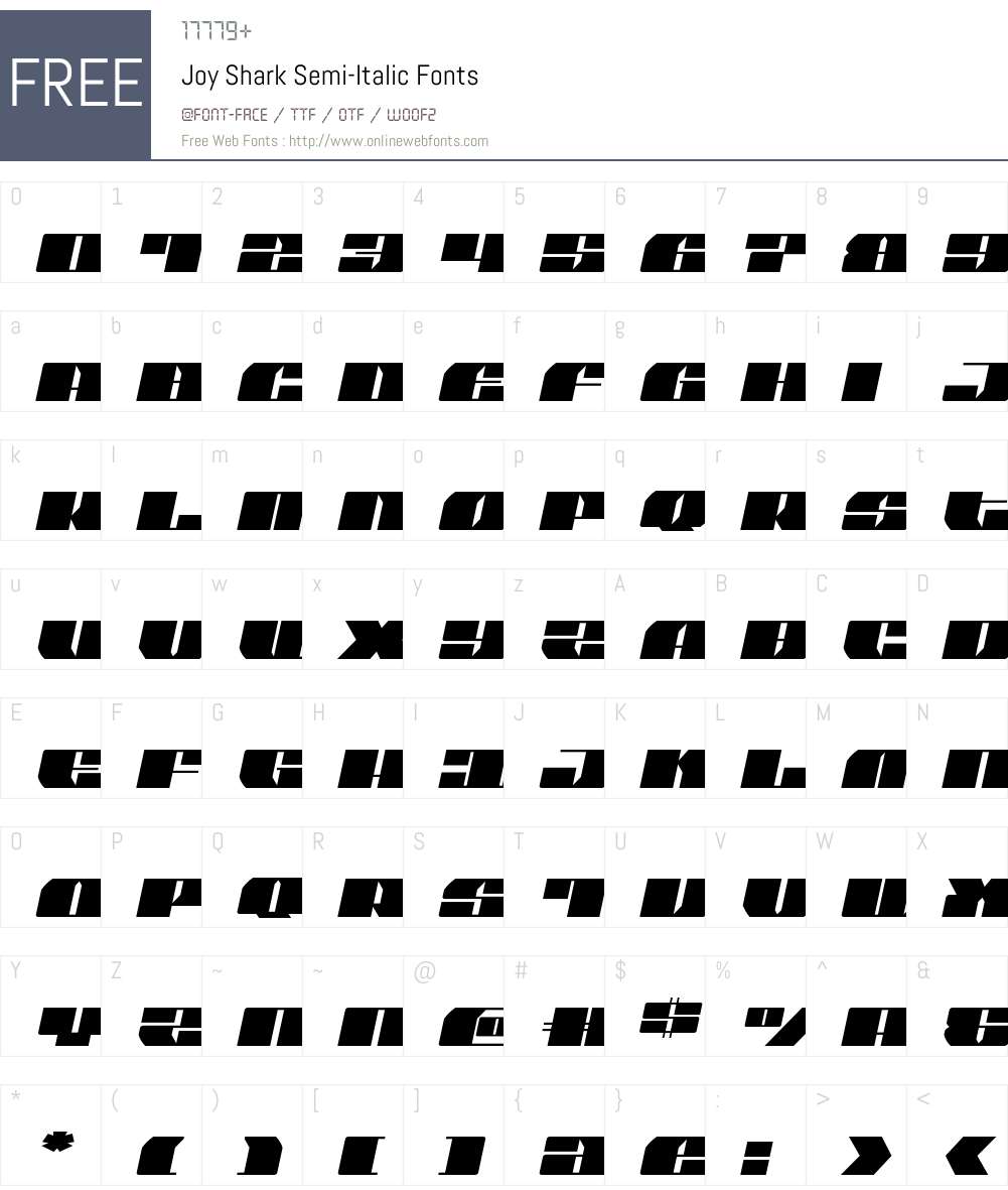 Joy Shark Semi-Italic 1.0; 2018 Fonts Free Download - OnlineWebFonts.COM