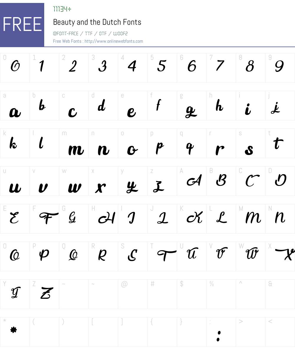 Beauty and the Dutch 1.000 Fonts Free Download - OnlineWebFonts.COM