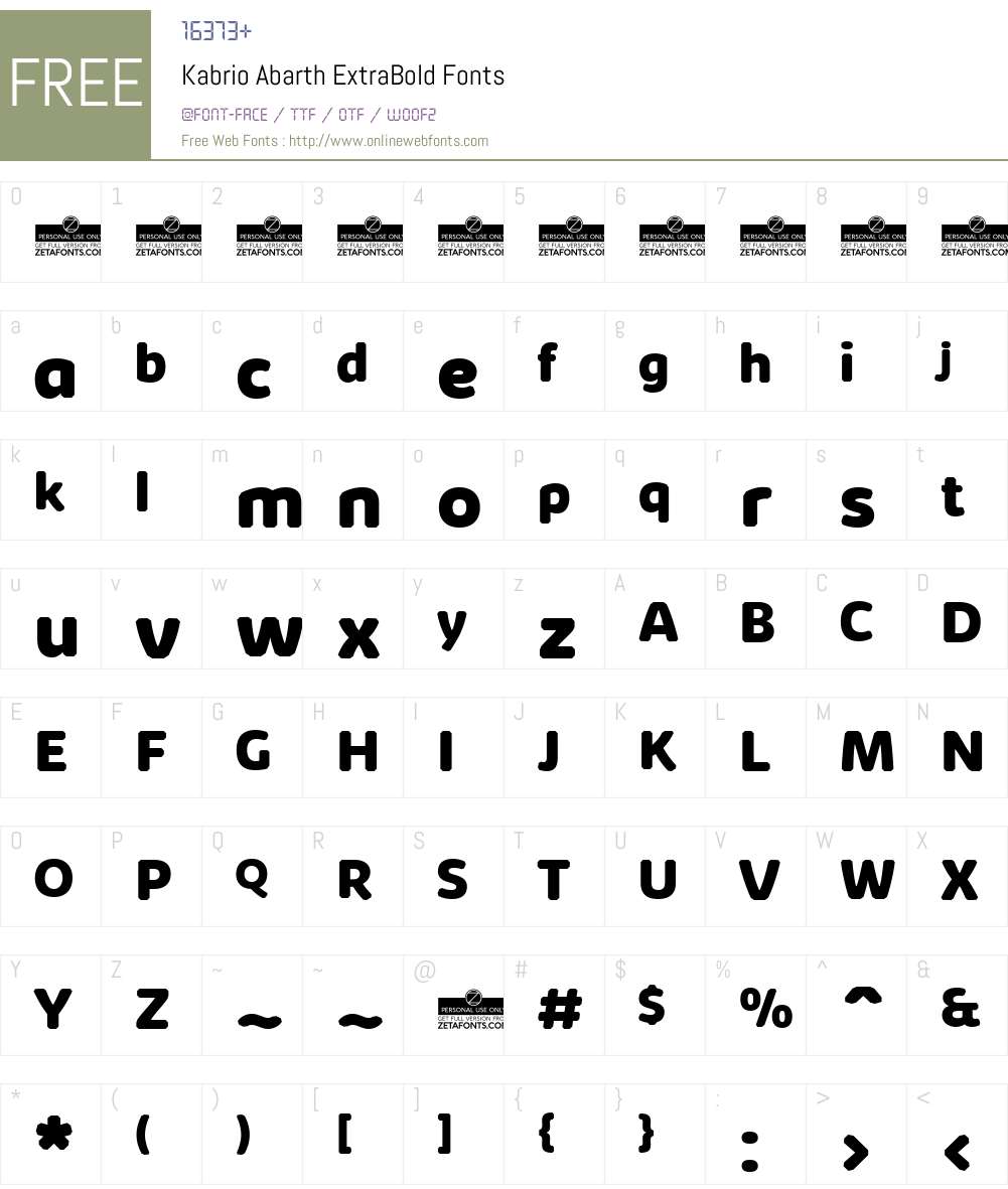 Kabrio Abarth ExtraBold 1.000 Fonts Free Download - OnlineWebFonts.COM