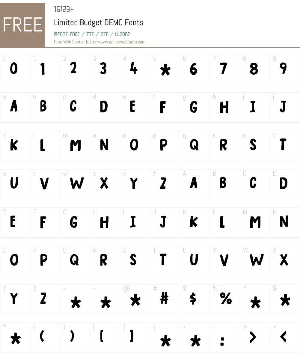 Limited Budget DEMO 1.000 Fonts Free Download - OnlineWebFonts.COM