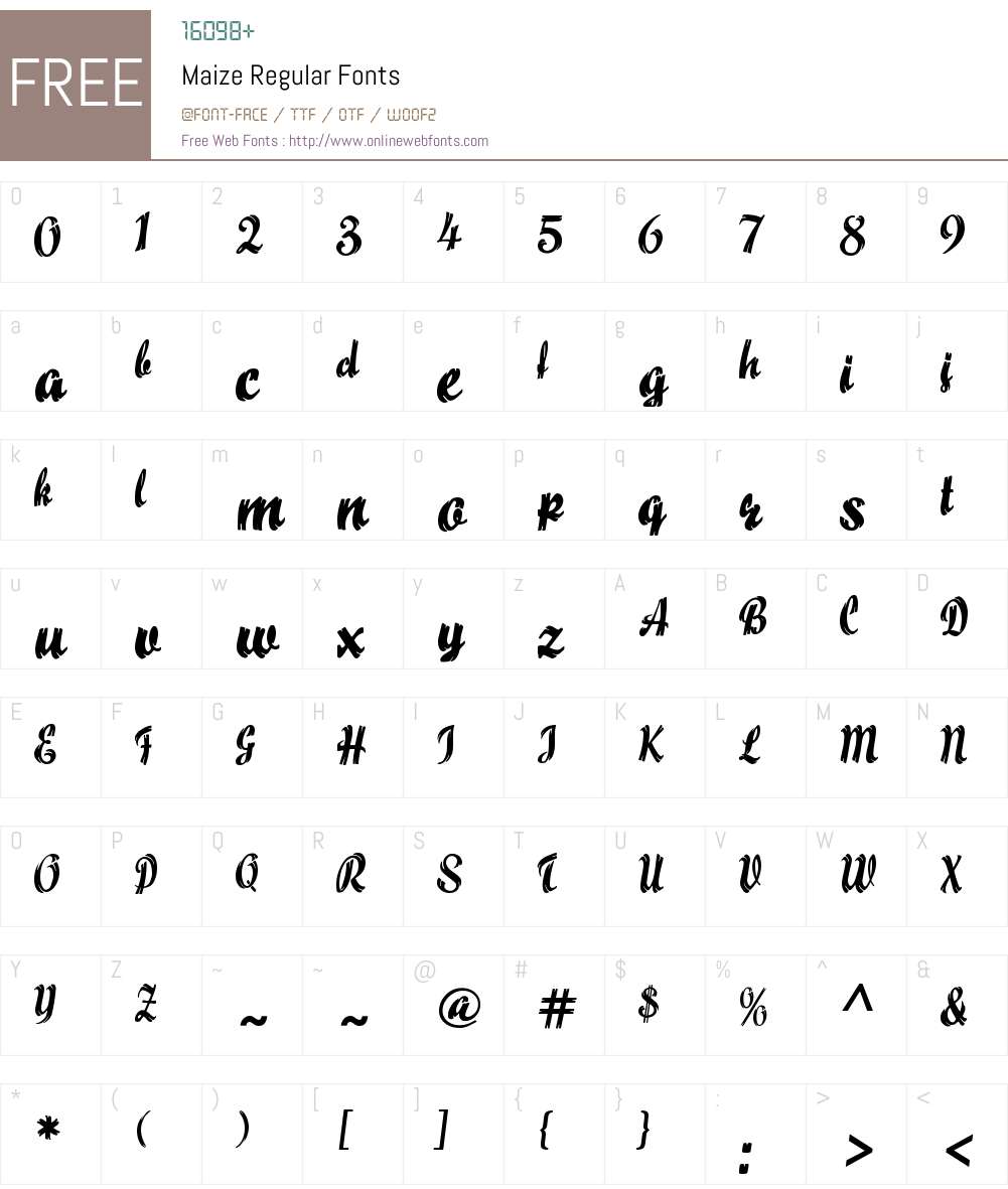 Maize Regular V1 Altsys Fontographer 3.5 12/19/92 Fonts Free Download ...