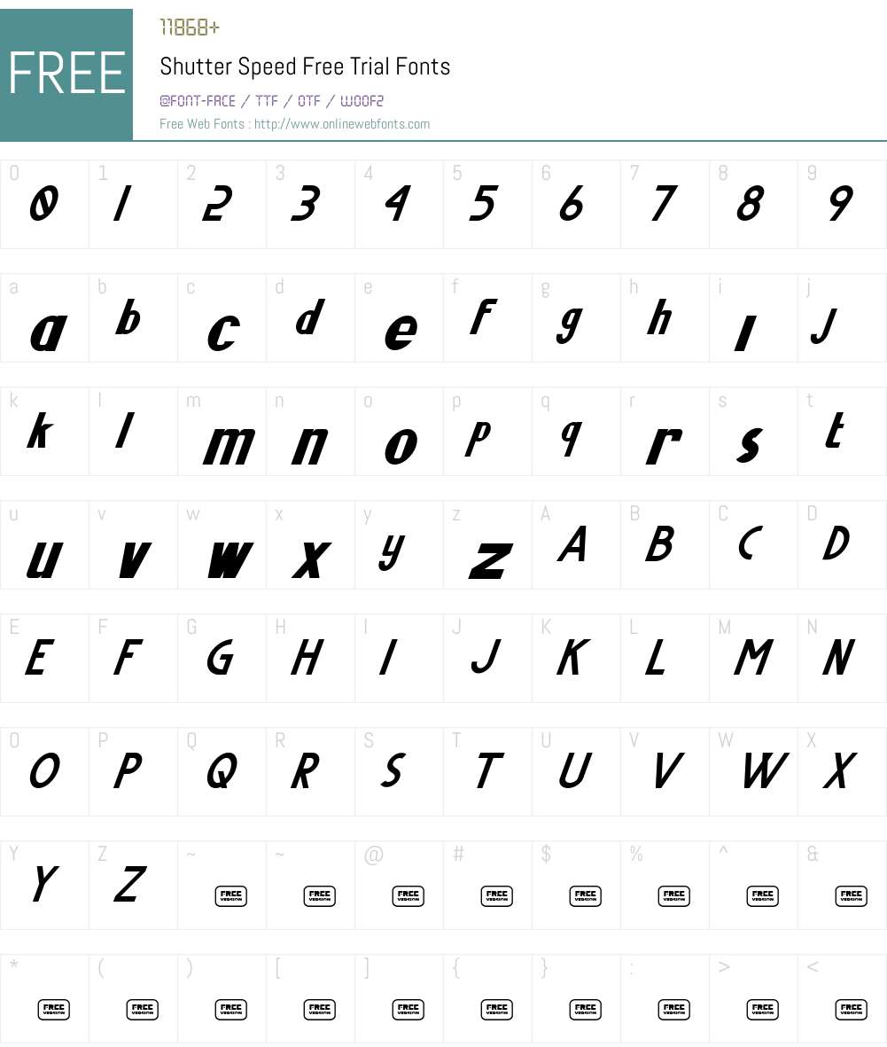 Shutter Speed Free Trial 1.000 Fonts Free Download - OnlineWebFonts.COM