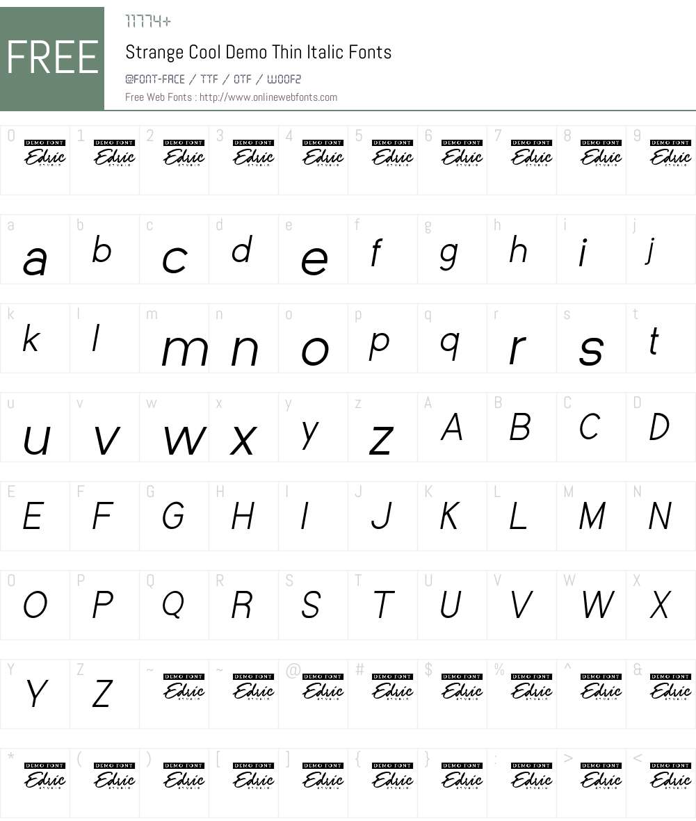 Strange Cool Demo Thin Italic 1.002;Fontself Maker 3.5.4 Fonts Free ...