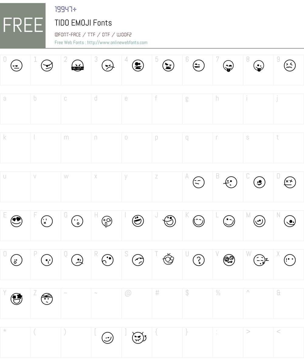 TIDO EMOJI 1.00;December 8, 2022;FontCreator 13.0.0.2630 64-bit Fonts ...