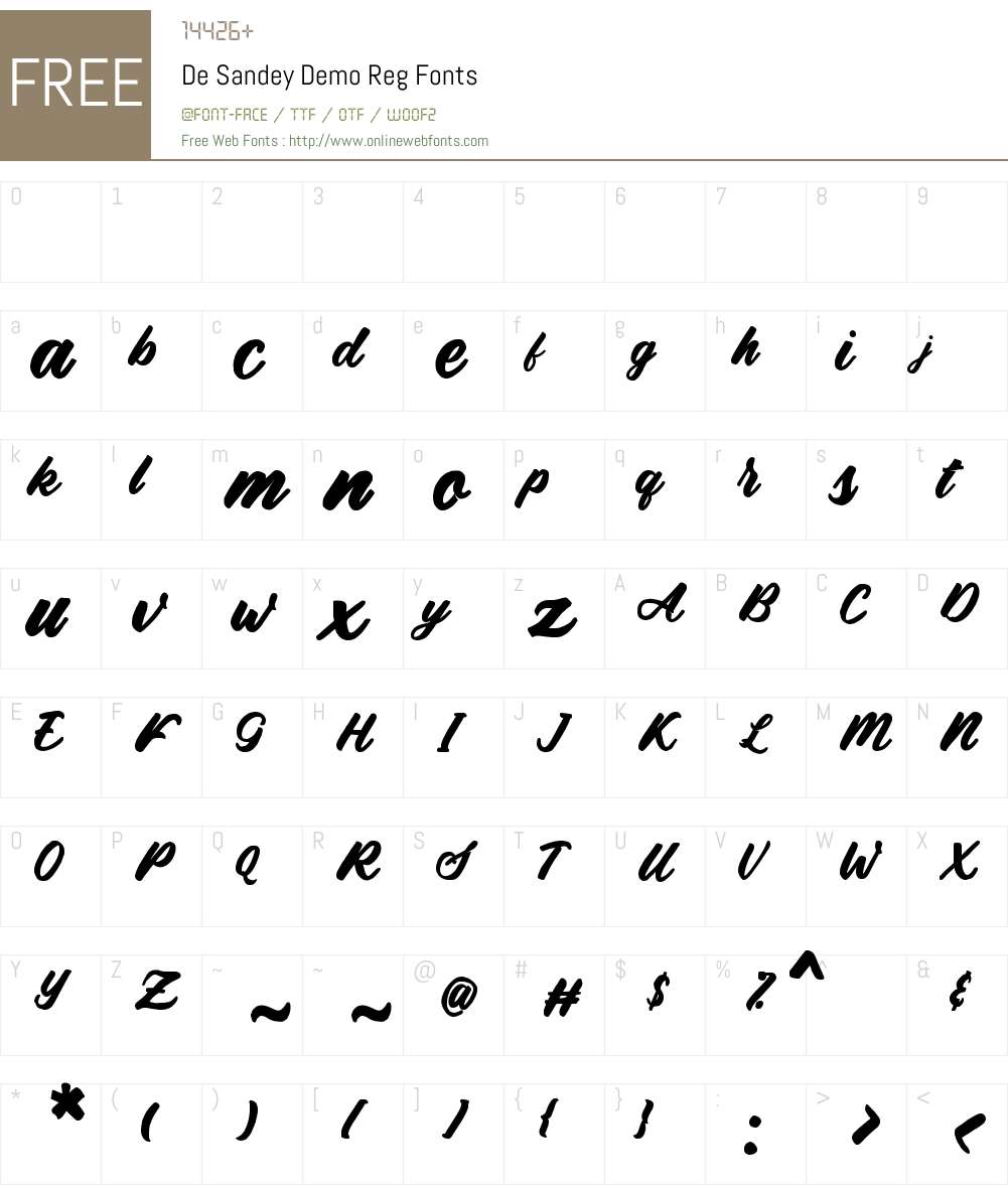 De Sandey Demo Reg 1.00;January 19, 2021;FontCreator 13.0.0.2681 64-bit ...