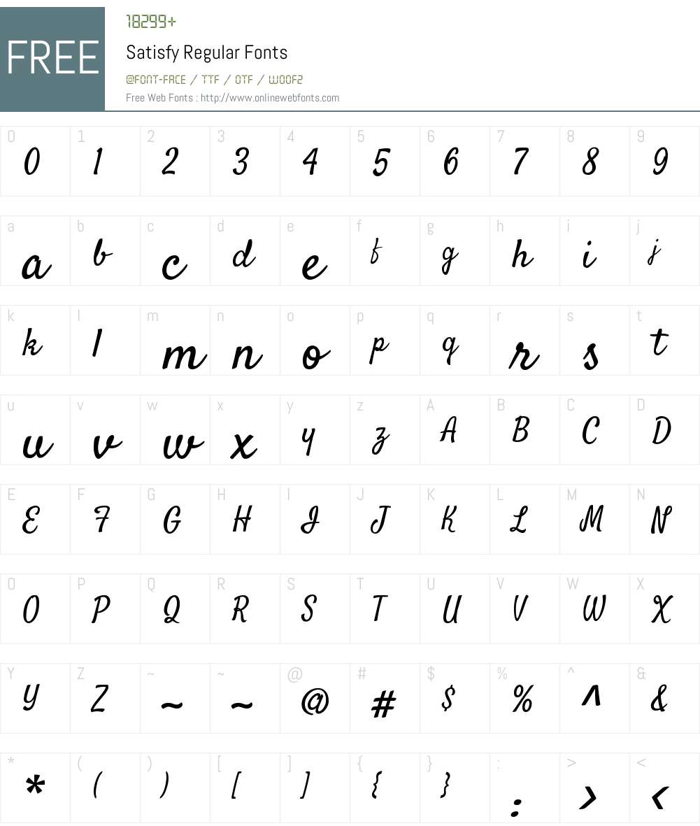 Satisfy 1.001 Fonts Free Download - OnlineWebFonts.COM