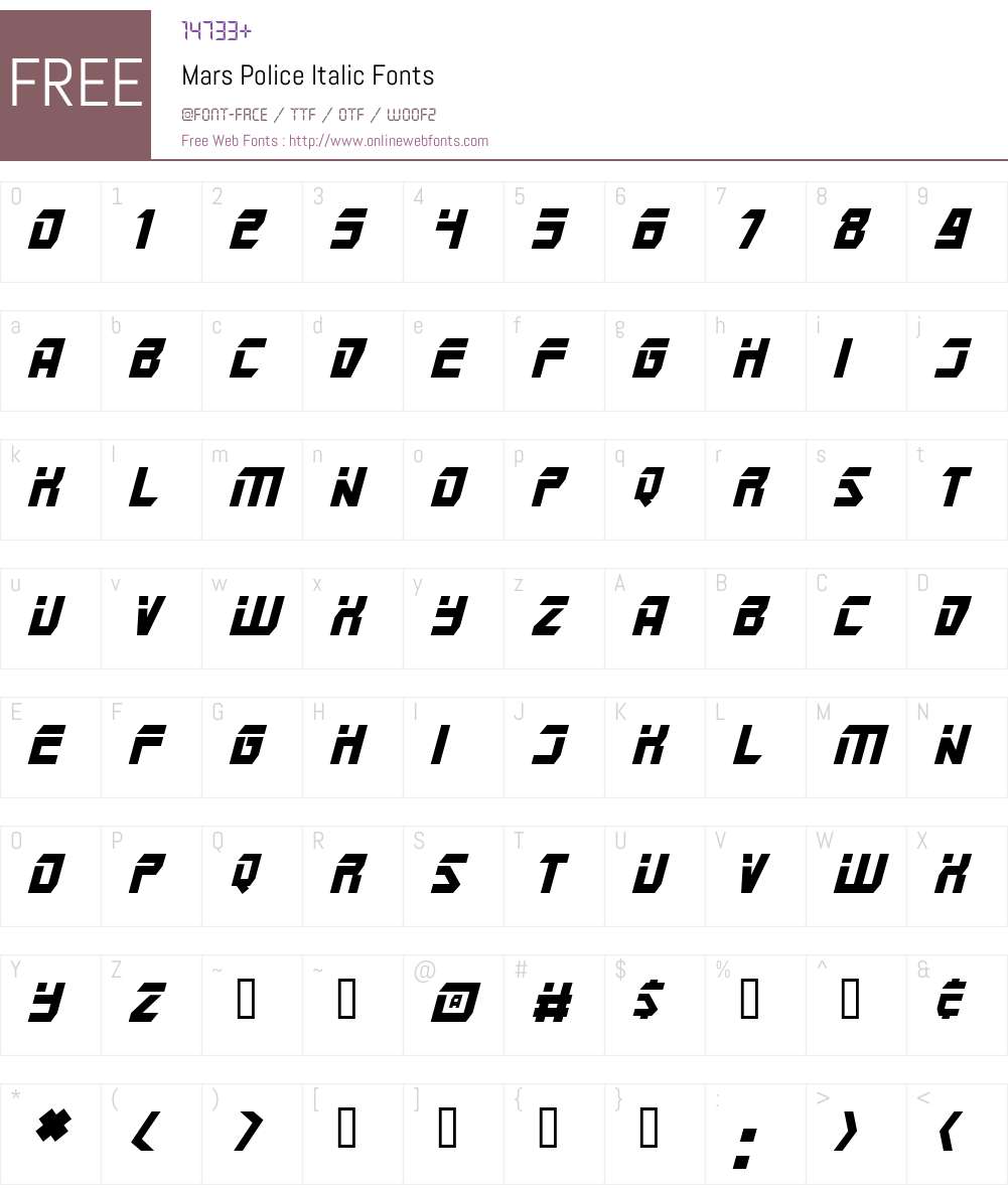 Mars Police Italic Macromedia Fontographer 4.1 11/18/01 Fonts Free ...