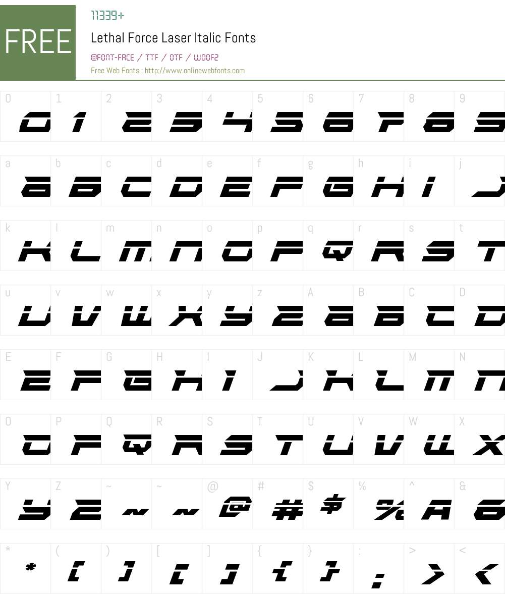 Lethal Force Laser Italic 1.0; 2014 Fonts Free Download - OnlineWebFonts.COM