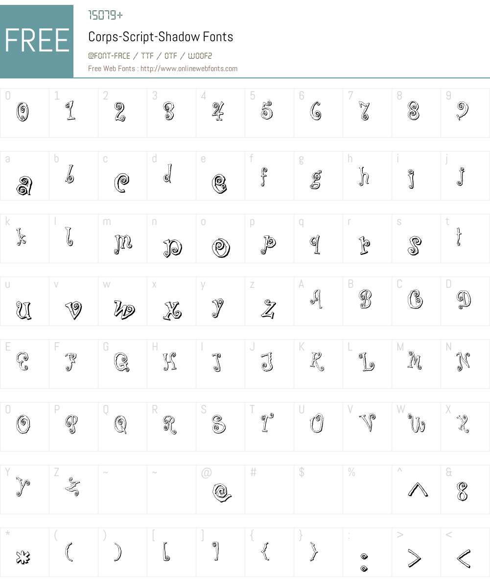 Corps-Script-Shadow 1.000 2006 initial release Fonts Free Download ...