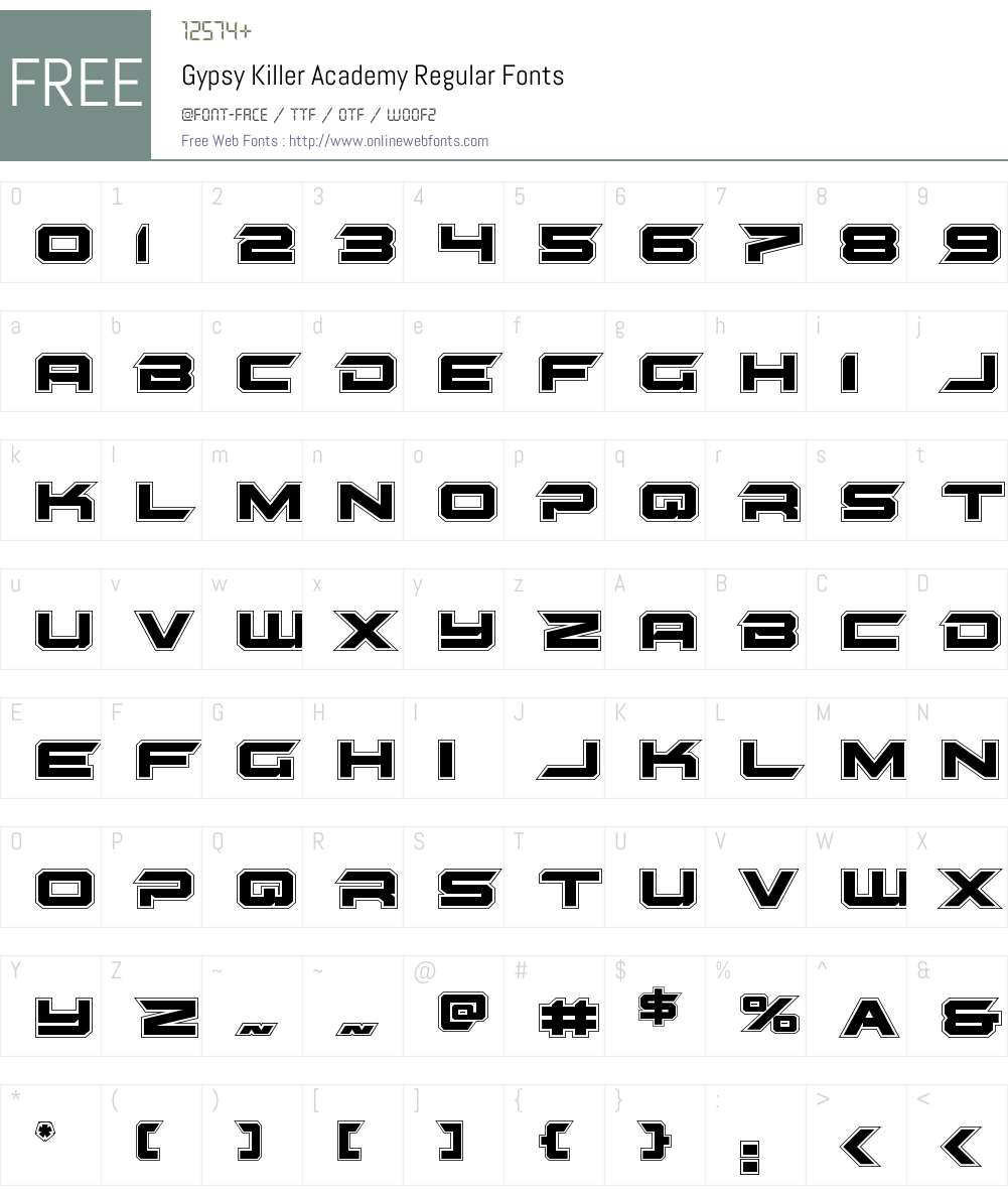 Gypsy Killer Academy 1.1; 2015 Fonts Free Download - OnlineWebFonts.COM