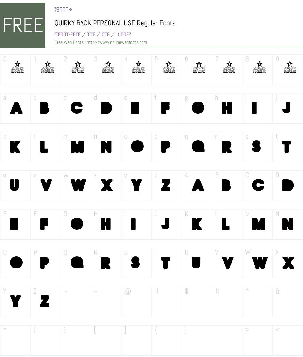 QUIRKY BACK PERSONAL USE Regular 1.000 Fonts Free Download ...