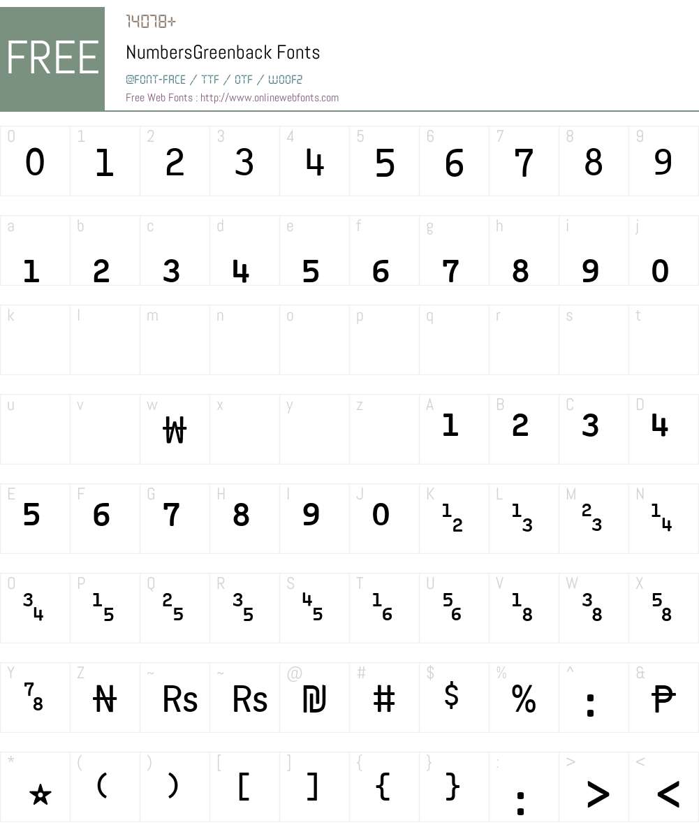 NumbersGreenback 001.000 Fonts Free Download - OnlineWebFonts.COM