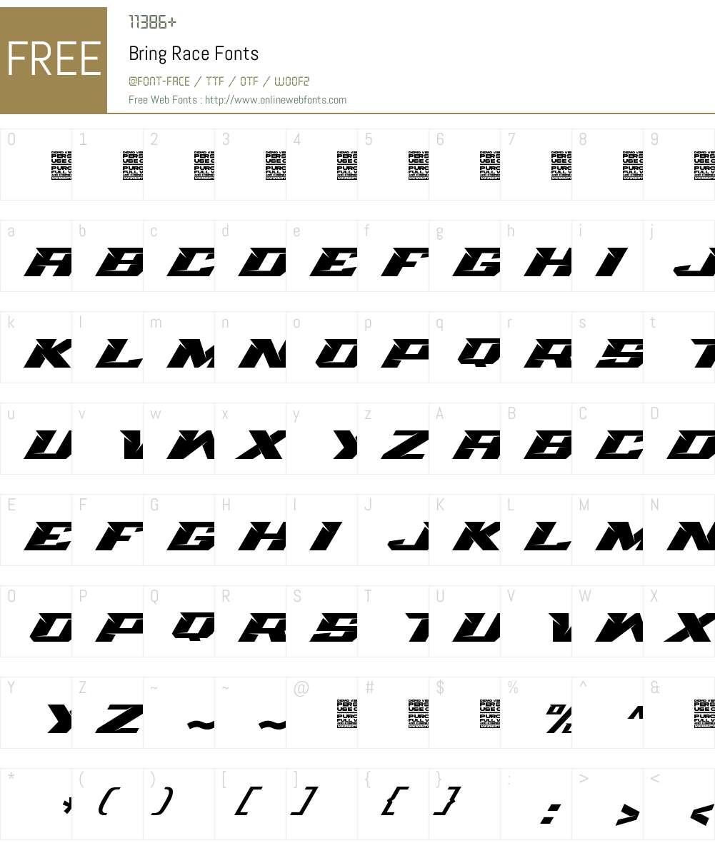 Bring Race 1.00;February 21, 2023;FontCreator 13.0.0.2683 64-bit Fonts ...