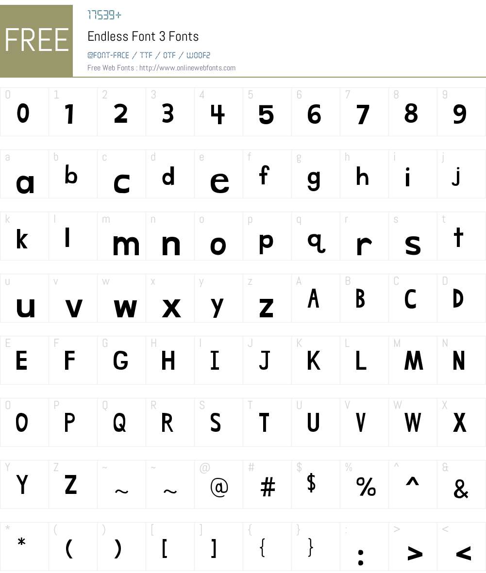Endless Font 3 1.000;PS 001.000;hotconv 1.0.70;makeotf.lib2.5.58329 ...
