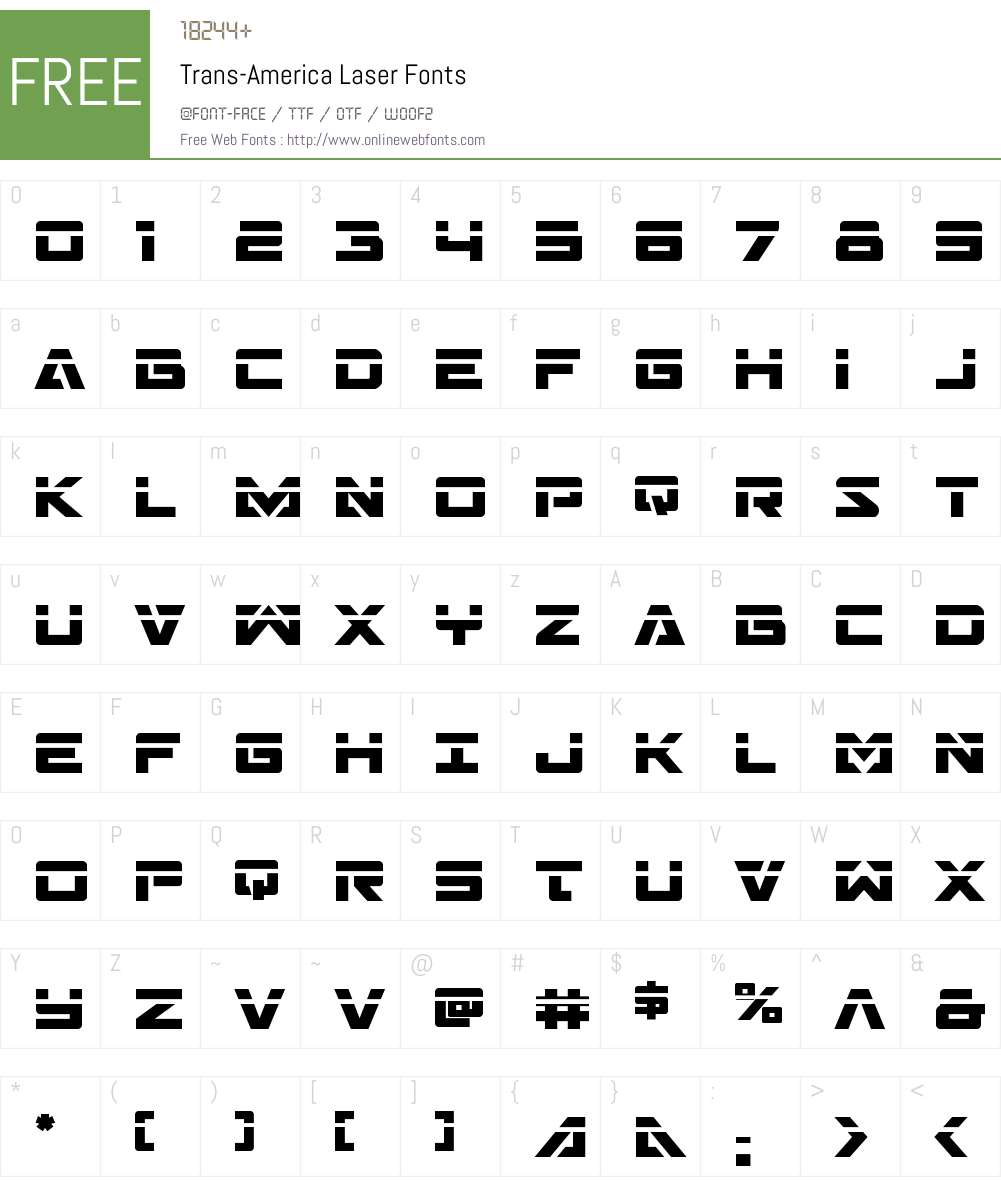 Trans-America Laser 1.0; 2013 Fonts Free Download - OnlineWebFonts.COM