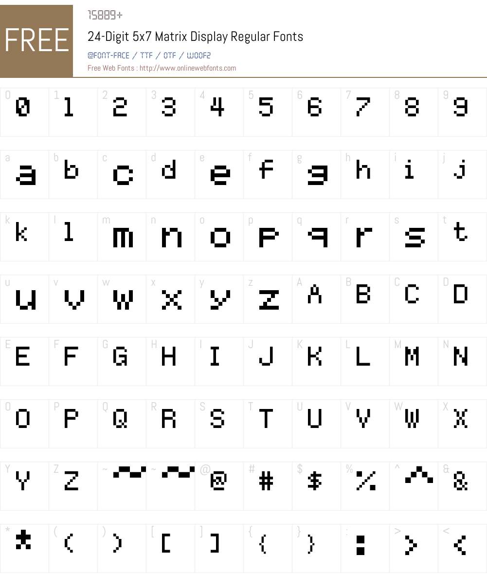 24-Digit 5x7 Matrix Display 1.0 Fonts Free Download - OnlineWebFonts.COM