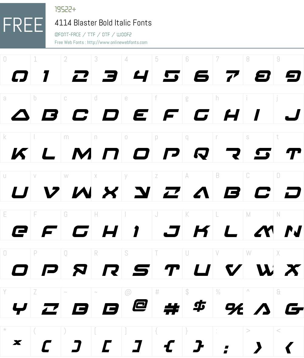 4114 Blaster Bold Italic 2.0; 2015 Fonts Free Download - OnlineWebFonts.COM