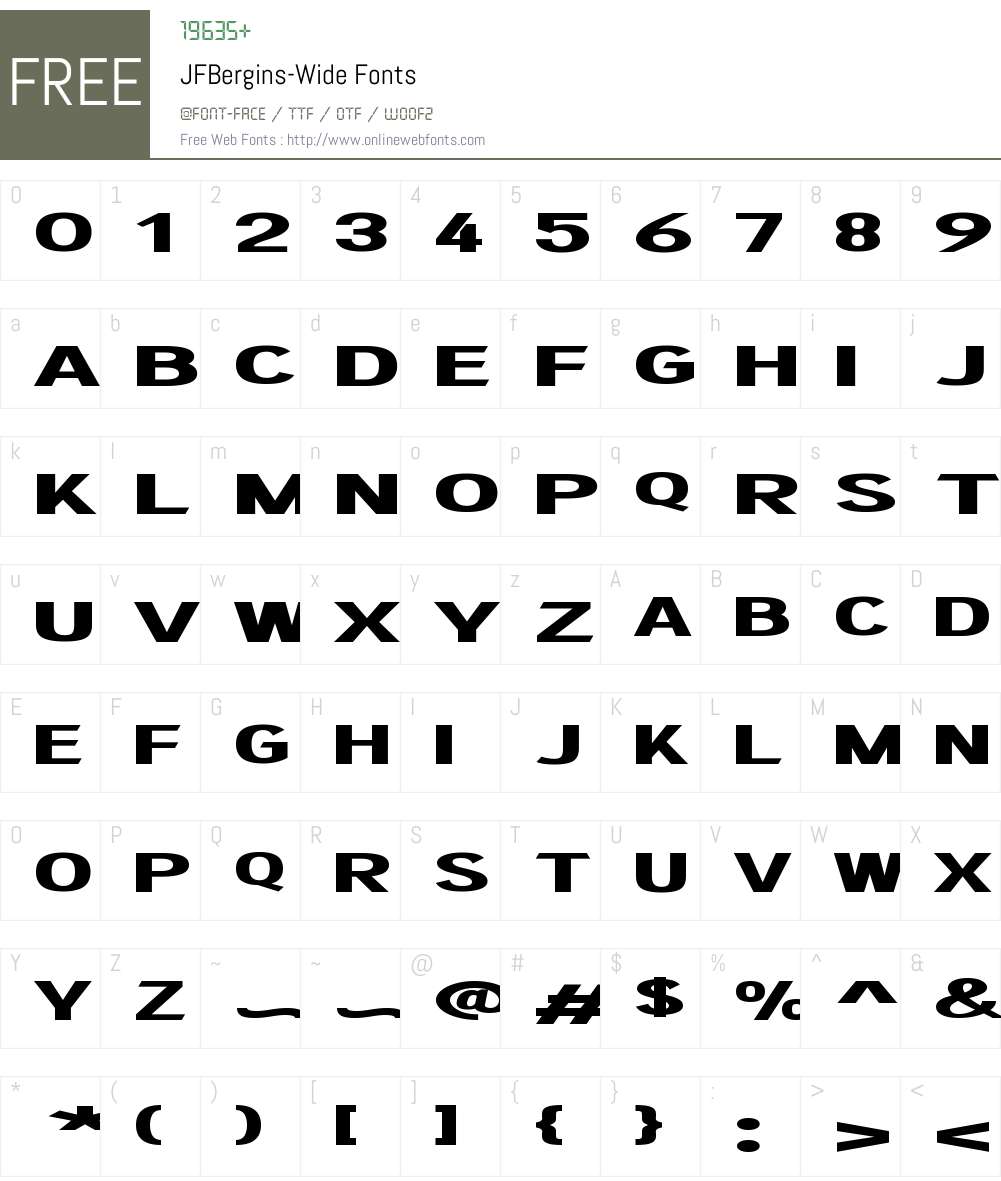 JF Bergins Wide 1.000 Fonts Free Download - OnlineWebFonts.COM