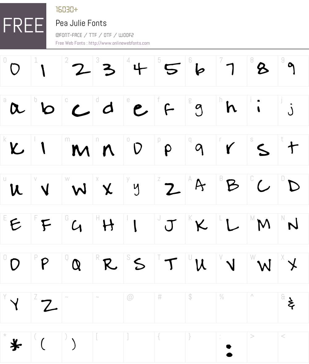 Pea Julie 1.00 April 27, 2006, initial release Fonts Free Download ...