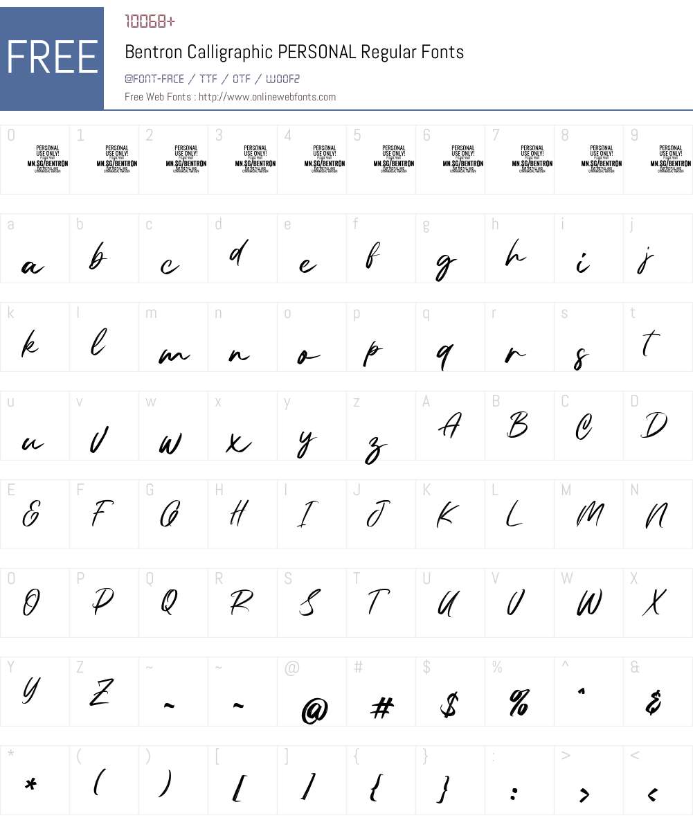 Bentron Calligraphic PERSONAL 1.000;Glyphs 3.2 (3187) Fonts Free ...