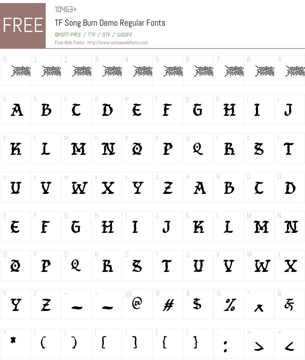 TF Song Burn Demo 1.000 Fonts Free Download - OnlineWebFonts.COM