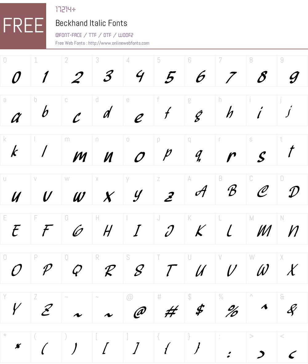 Beckhand Italic 1.00;September 30, 2020;FontCreator 12.0.0.2563 64-bit ...