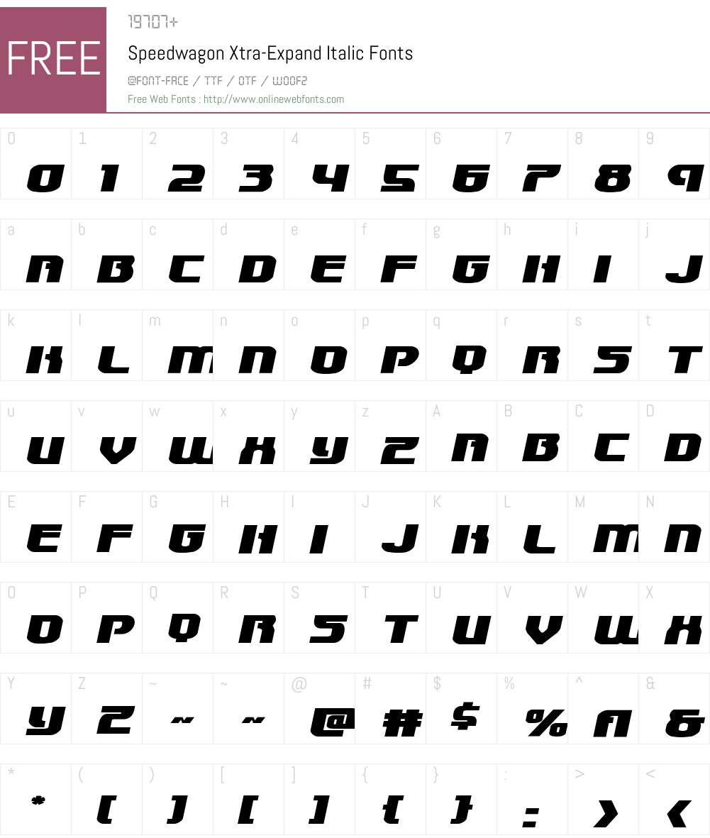 Speedwagon Xtra-Expand Italic 1.0; 2015 Fonts Free Download ...