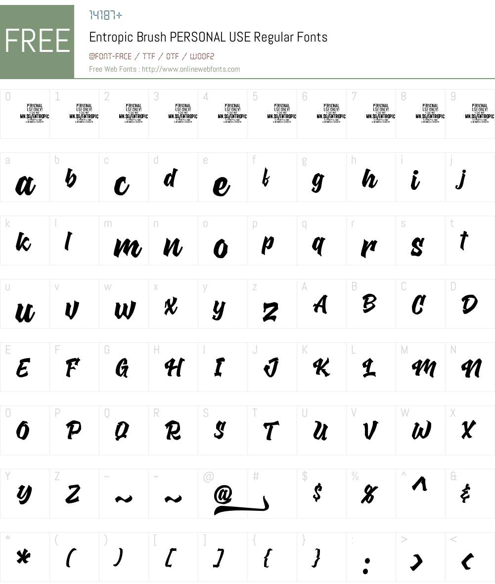 Entropic Brush PERSONAL USE 1.000;Glyphs 3.2 (3182) Fonts Free Download - OnlineWebFonts.COM
