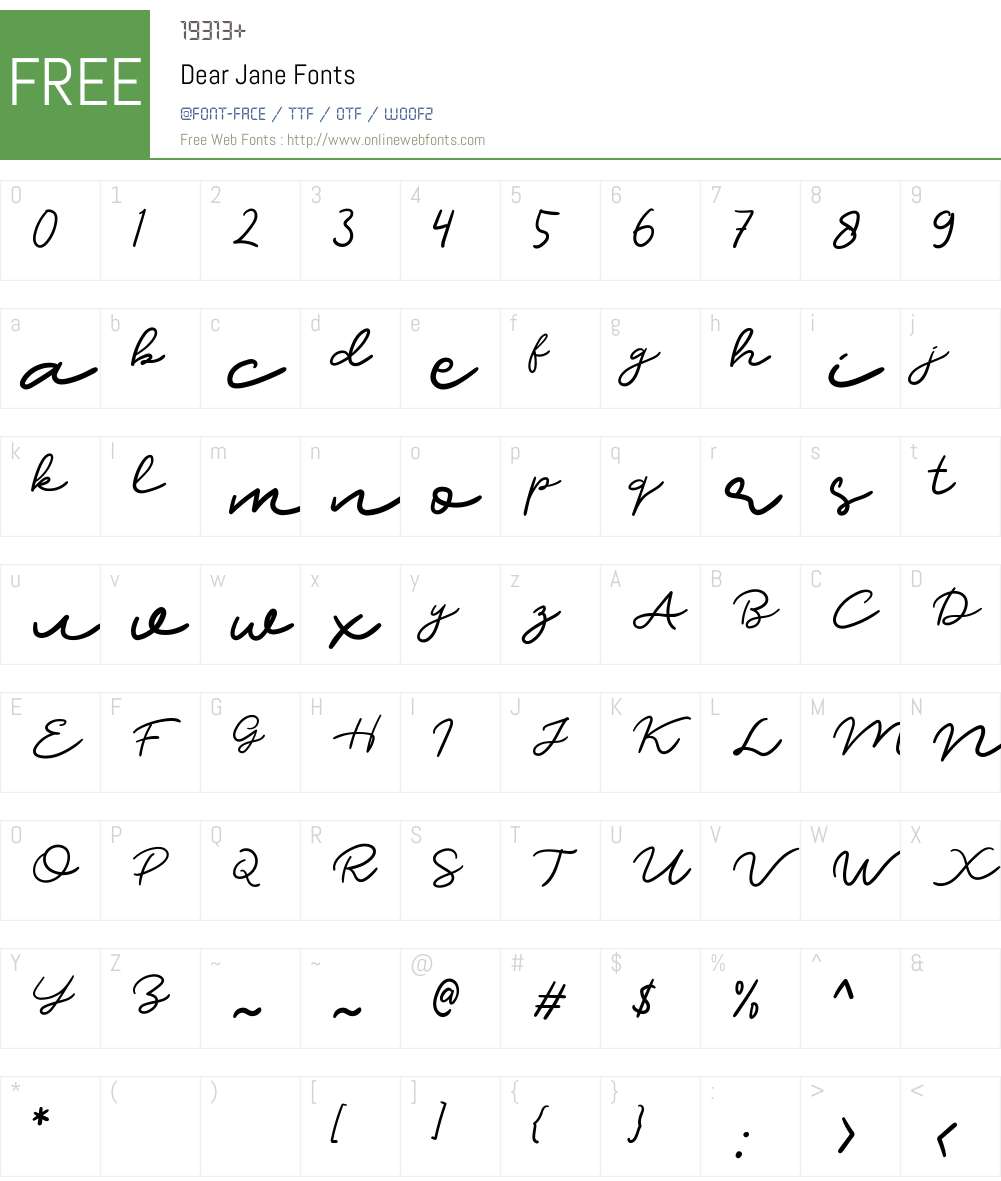Dear Jane 1.000 Fonts Free Download - OnlineWebFonts.COM