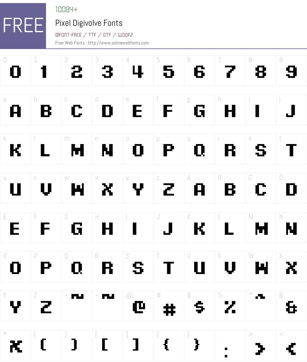 Pixel Digivolve 1.00 April 22, 2015, initial release Fonts Free Download - OnlineWebFonts.COM
