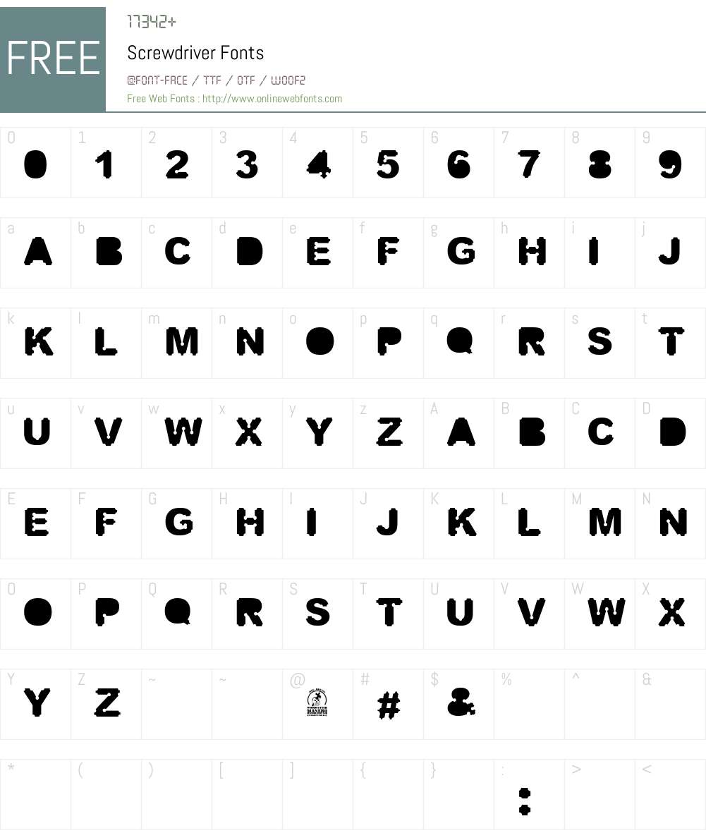 Screwdriver 1.00;January 29, 2018;FontCreator 11.0.0.2388 64-bit Fonts ...