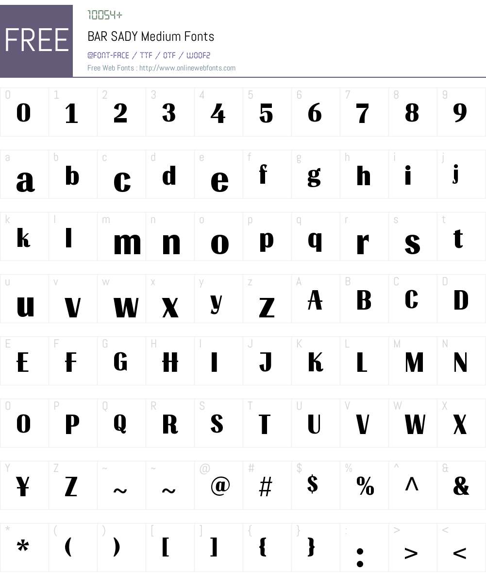 BAR SADY Medium 1.000;Glyphs 3.1.2 (3151) Fonts Free Download ...