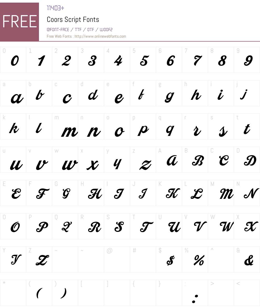 Coors Script 1.000;March 30, 2023;FontCreator 14.0.0.2794 64-bit Fonts ...