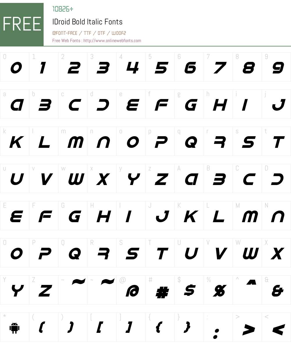 IDroid Bold Italic 1.00 January 15, 2015, initial release Fonts Free ...