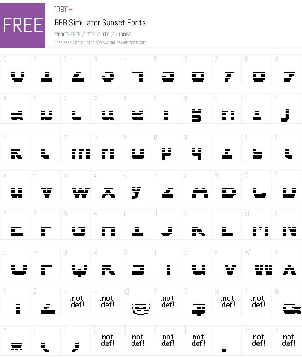BBB Simulator Sunset 0.000 Fonts Free Download - OnlineWebFonts.COM