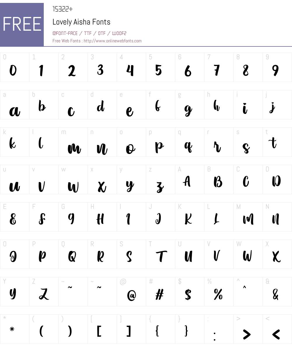 Lovely Aisha 1.00;January 28, 2021;FontCreator 13.0.0.2670 64-bit Fonts ...