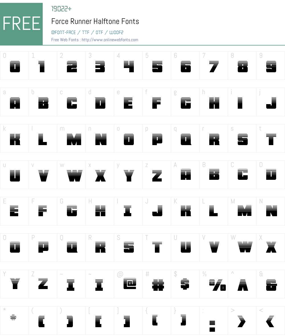Force Runner Halftone 1.0; 2022 Fonts Free Download - OnlineWebFonts.COM