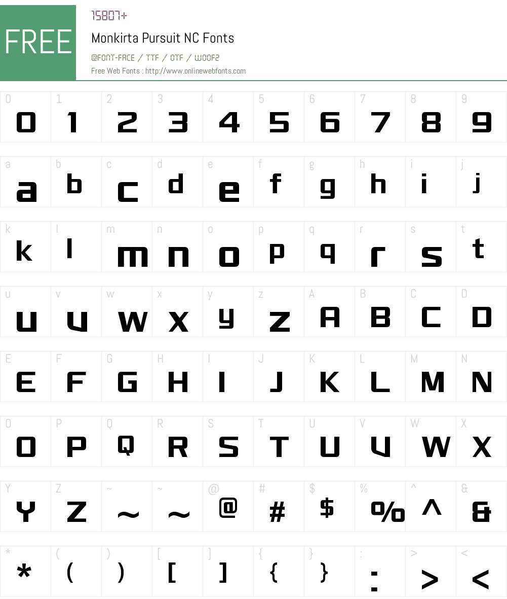 Monkirta Pursuit NC 1.00 December 20, 2010, initial release Fonts Free ...