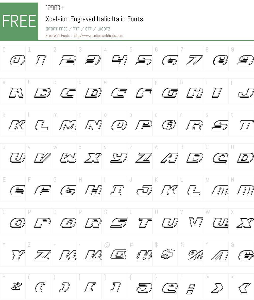 Xcelsion Engraved Italic Italic 4.00 July 14, 2016 Fonts Free Download ...