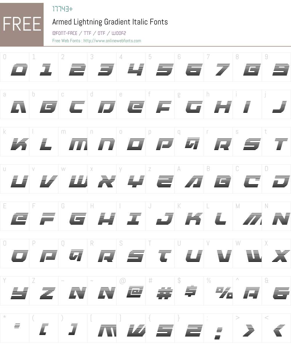 Armed Lightning Gradient Italic 1.0; 2017 Fonts Free Download ...