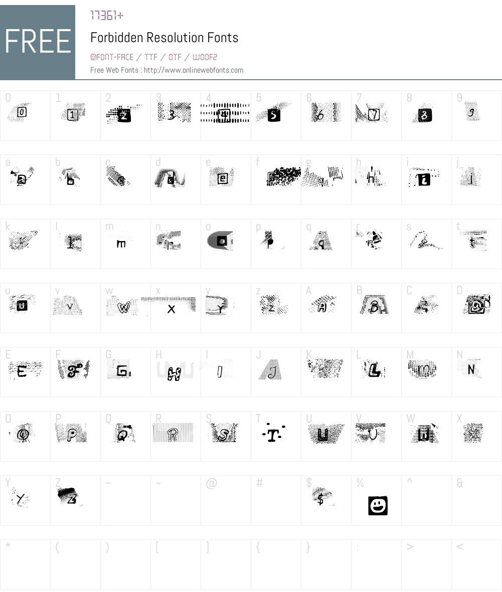 Forbidden Resolution 1.00 August 1, 2014, initial release Fonts Free ...