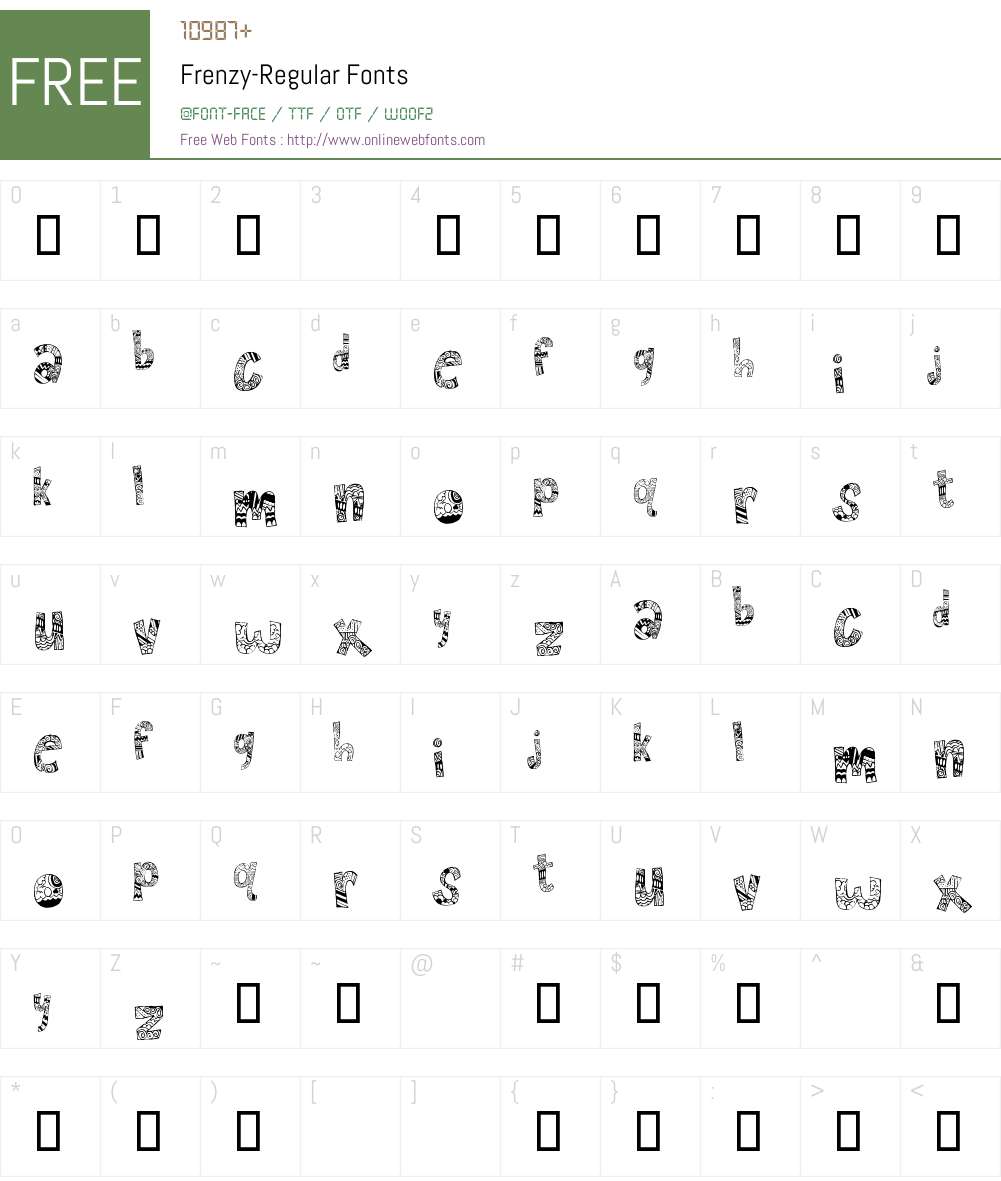 Frenzy-Regular 1.000;PS 001.001;hotconv 1.0.56 Fonts Free Download ...