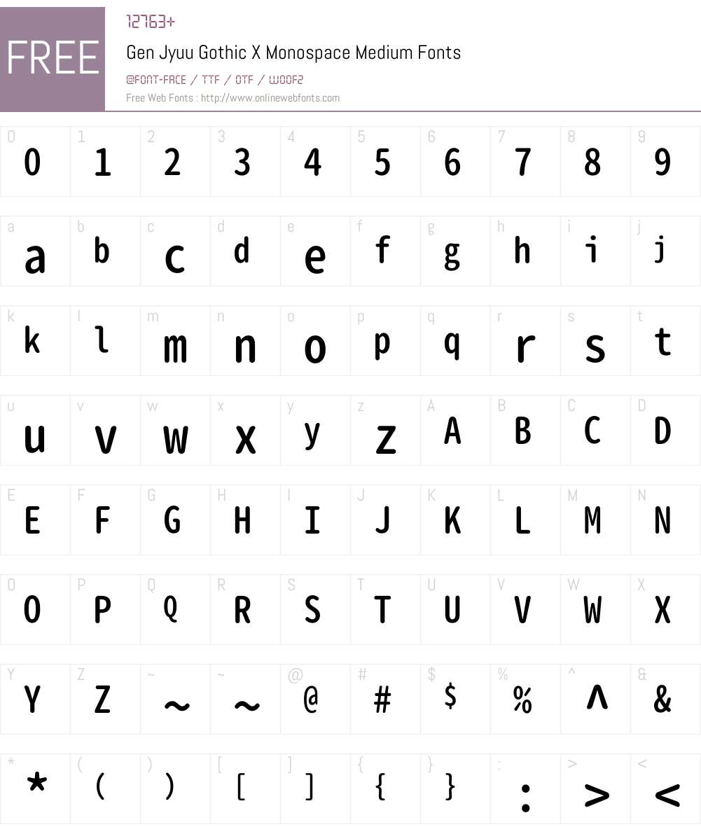 Gen Jyuu Gothic X Monospace Medium 1.002.20150607 Fonts Free Download ...