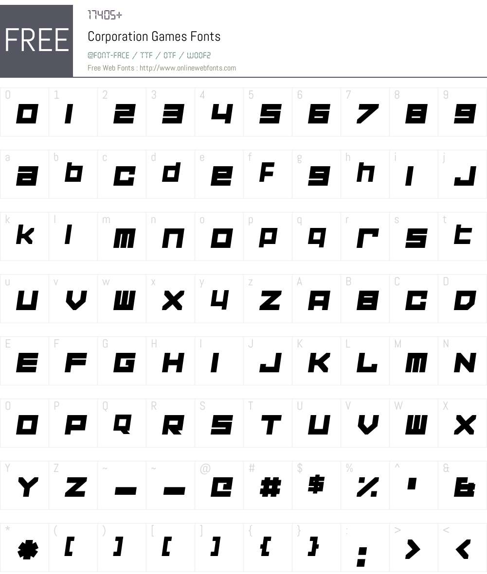 Corporation Games 1.00;April 30, 2018;FontCreator 11.5.0.2427 64-bit ...